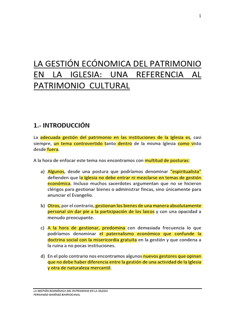 Gestión Económica Del Patrimonio Cultural | PDF | Iglesia Católica | obispo