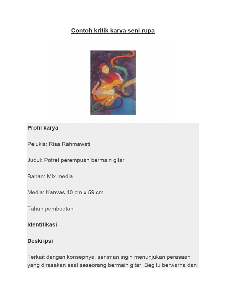 Contoh Kritik Karya Seni Rupa | PDF