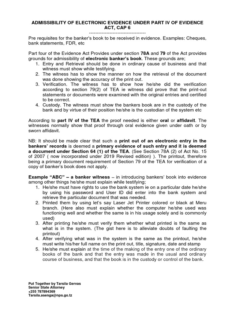 TENDERING ELECTRONIC EVIDENCE - 2021(1) | PDF