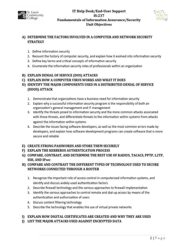 STLCC - ITHD - IS237 - Module-Unit Objectives | PDF | Information ...