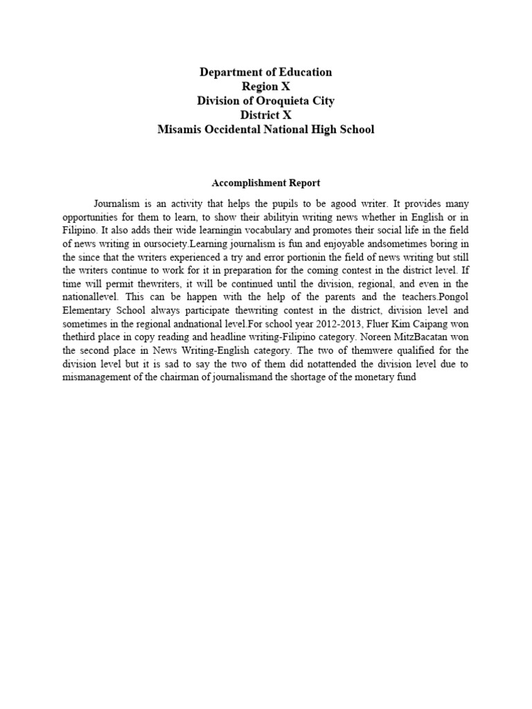 accomplishment sample | PDF