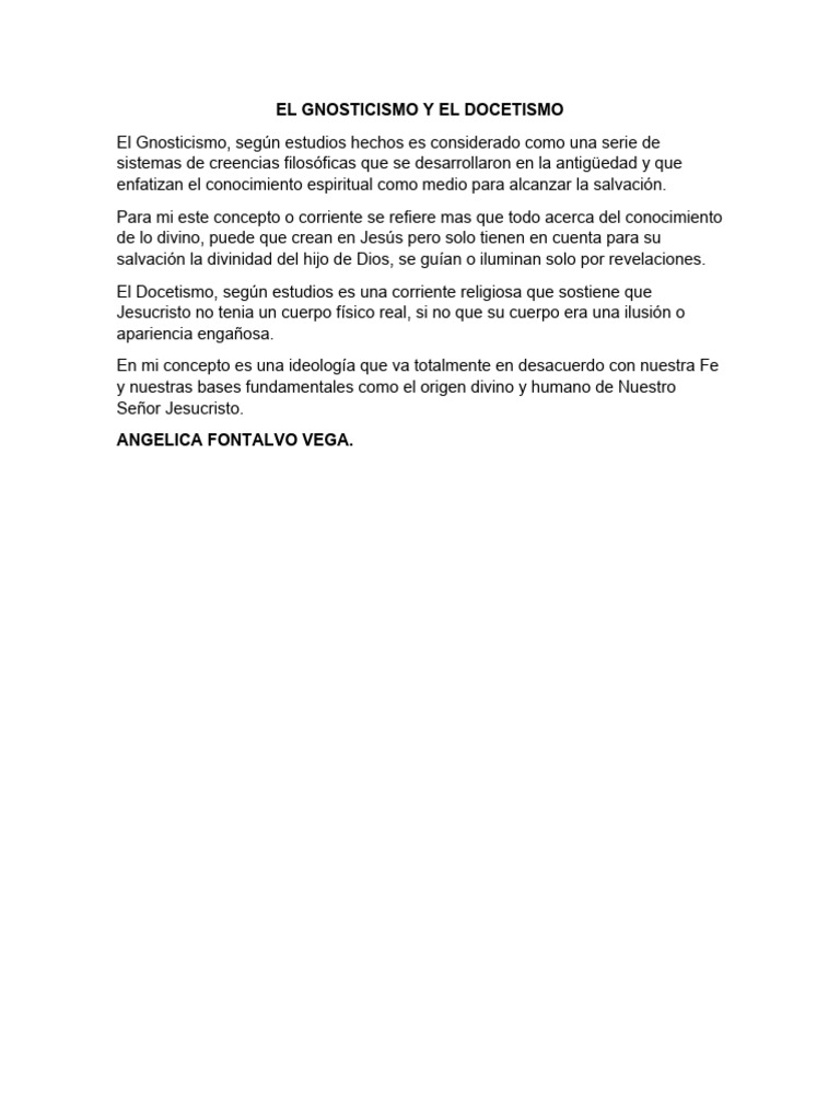 El Gnosticismo y El Docetismo | PDF
