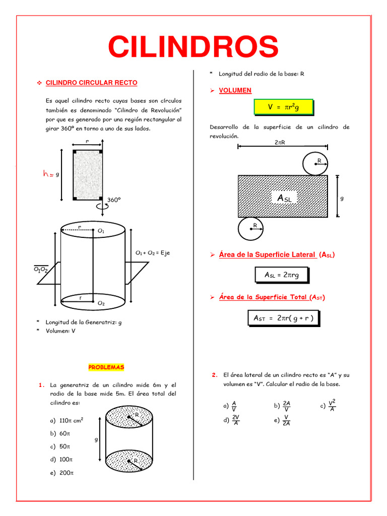 CILINDROS | PDF | Geometria clasica | Geometría Elemental