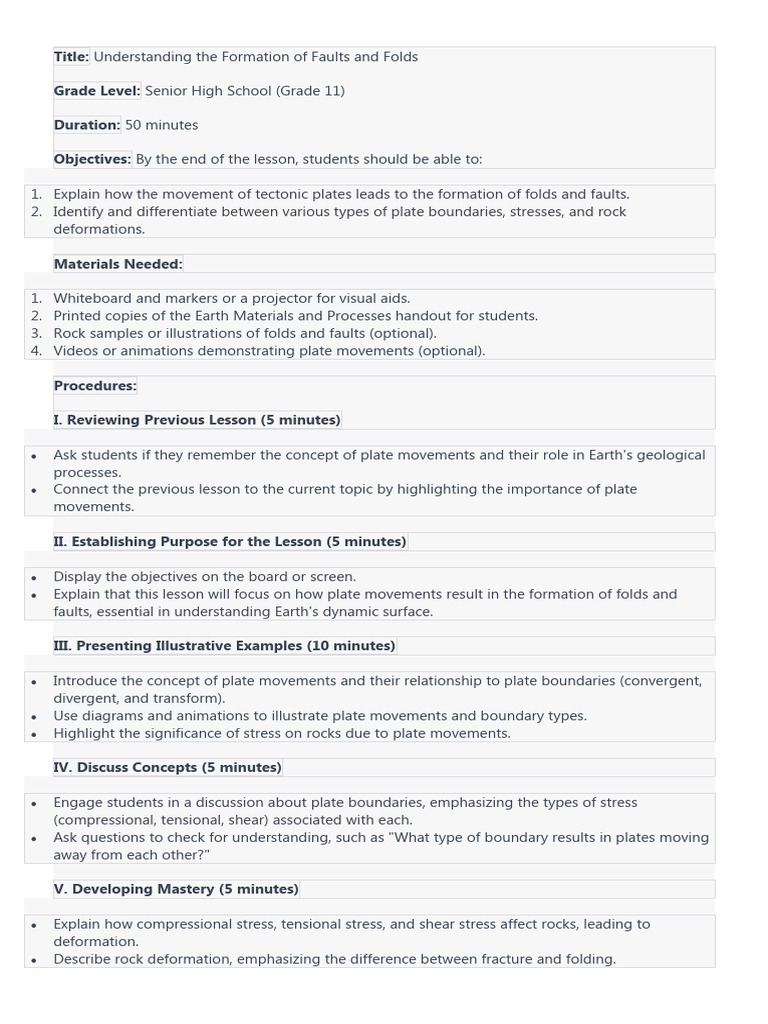 Lesson 2.14 The Formation of Faults and Folds | PDF