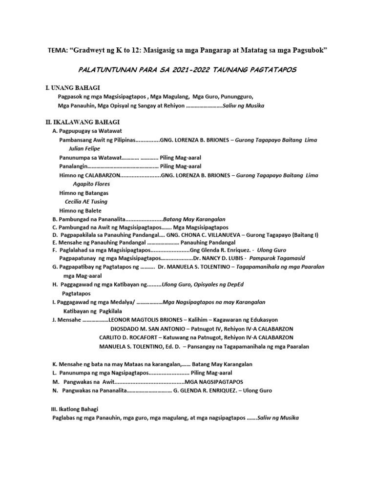 Sample Program-Graduation | PDF