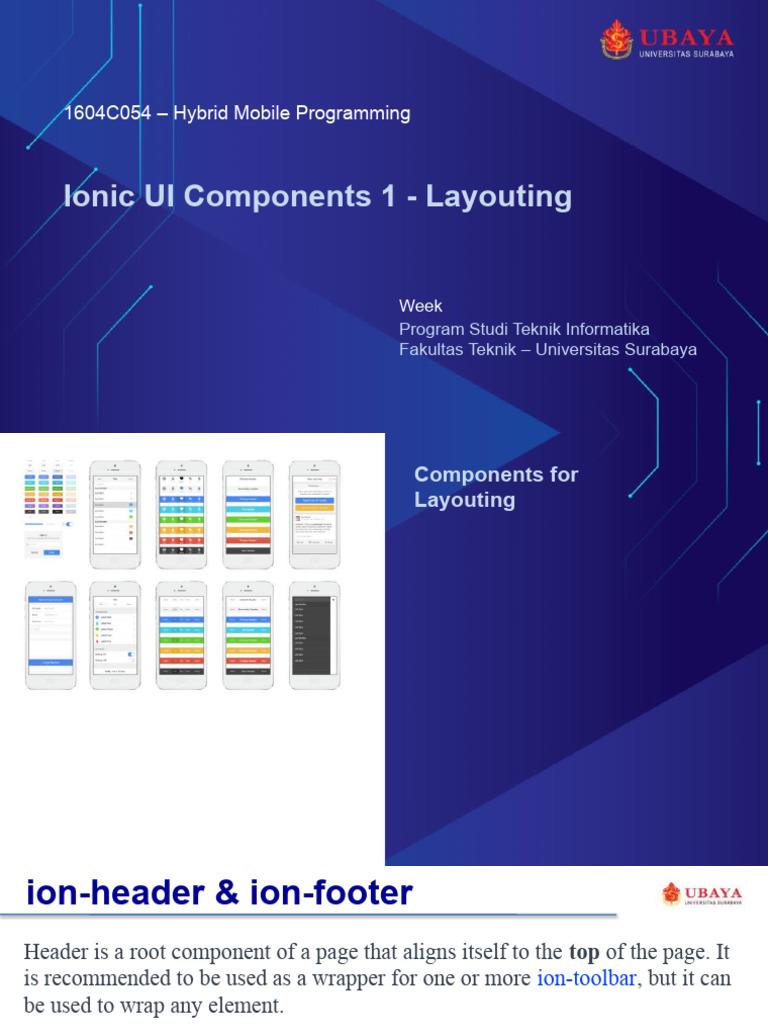 Hybrid 2324 Week 05 - Ionic UI Components 1 - Layouting | PDF