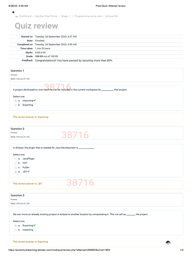 Post-Quiz - Attempt Review | PDF