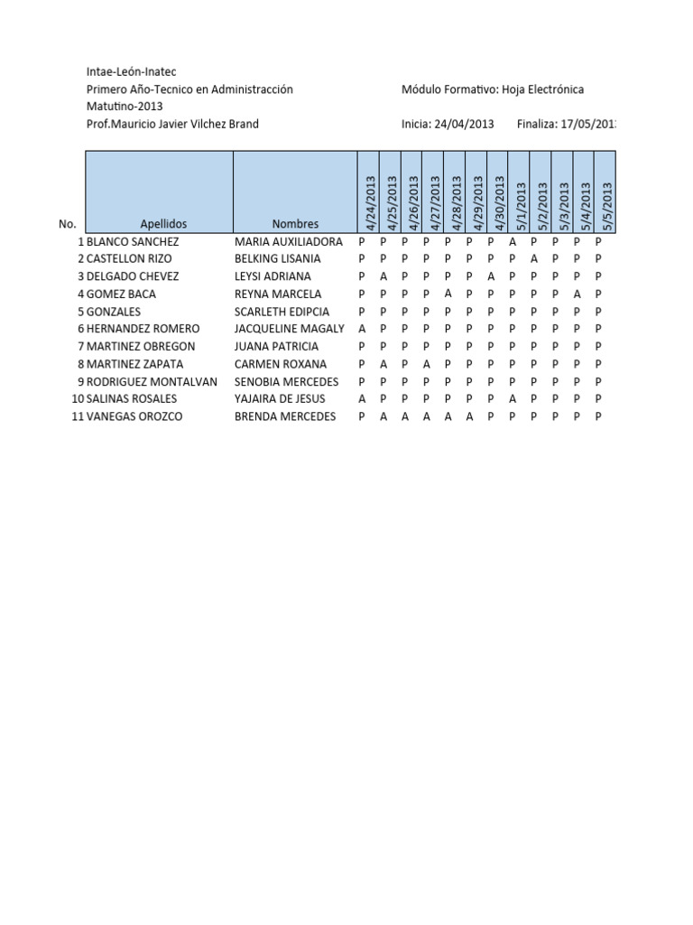 Control de Asistencias y Notas | PDF