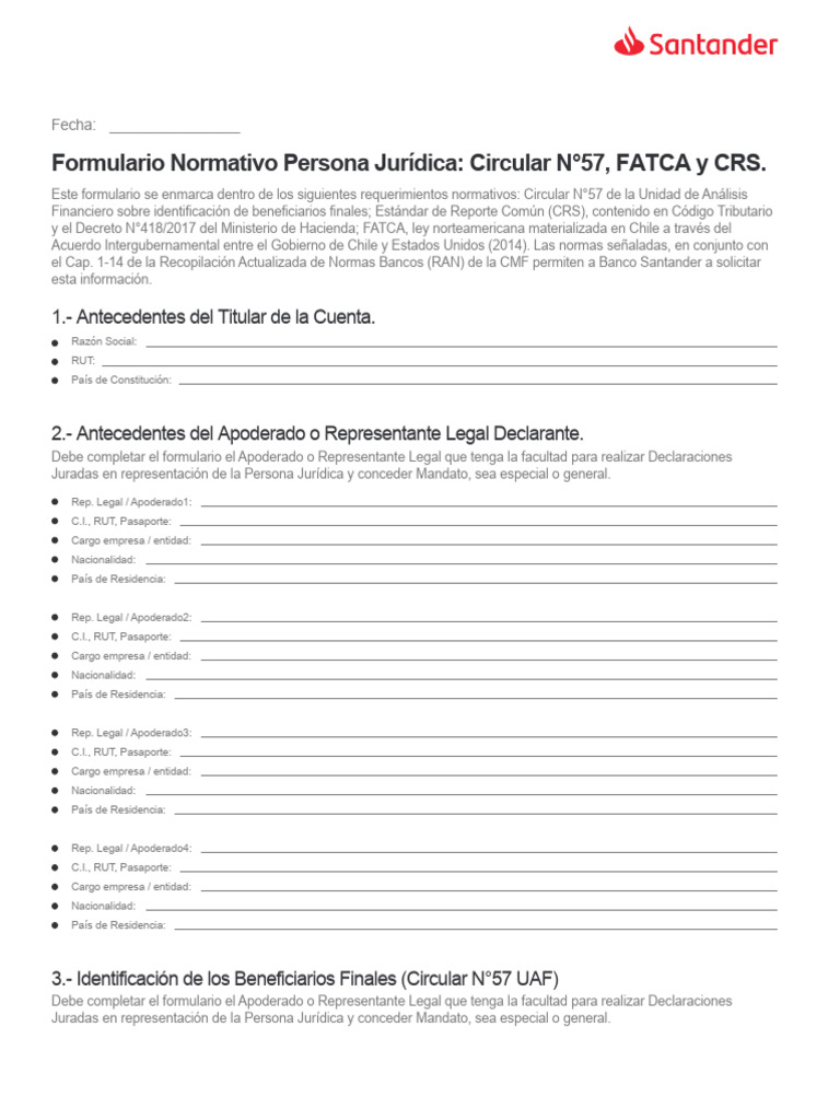 Formulario PJ - FATCA CRS C57 Nov 20 (Sin Anexo) - v1 | PDF