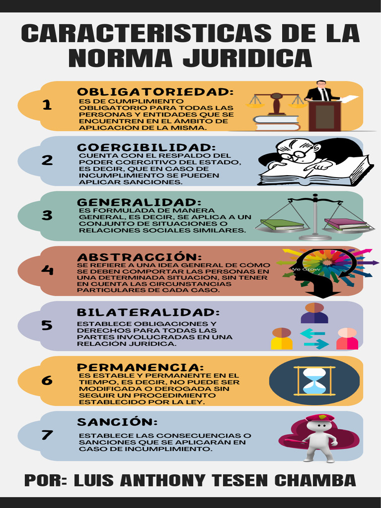 Infografía Caracteristicas de La Norma Juridica | PDF | Ciencias sociales | Derecho