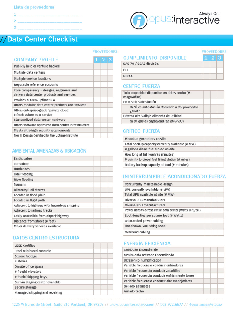 Data Center Checklist Final | PDF | Data Center