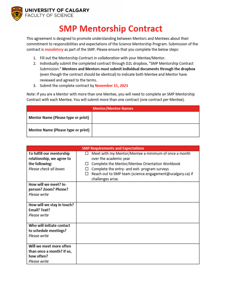 SMP Mentorship Contract | PDF