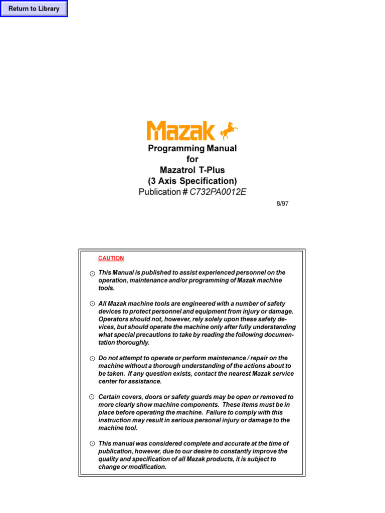 Mazatrol T-Plus Programming Manual | PDF | Transformer | Electrical Wiring