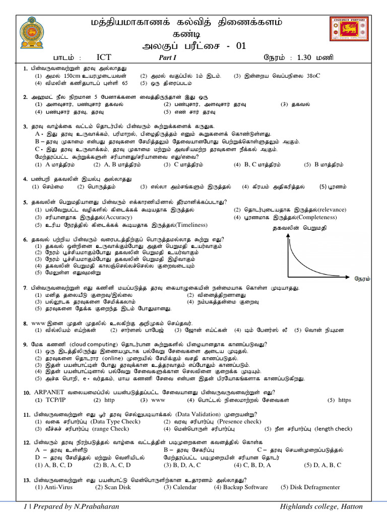 1 GCE Advanced Level - ICT - Unit 01 | PDF