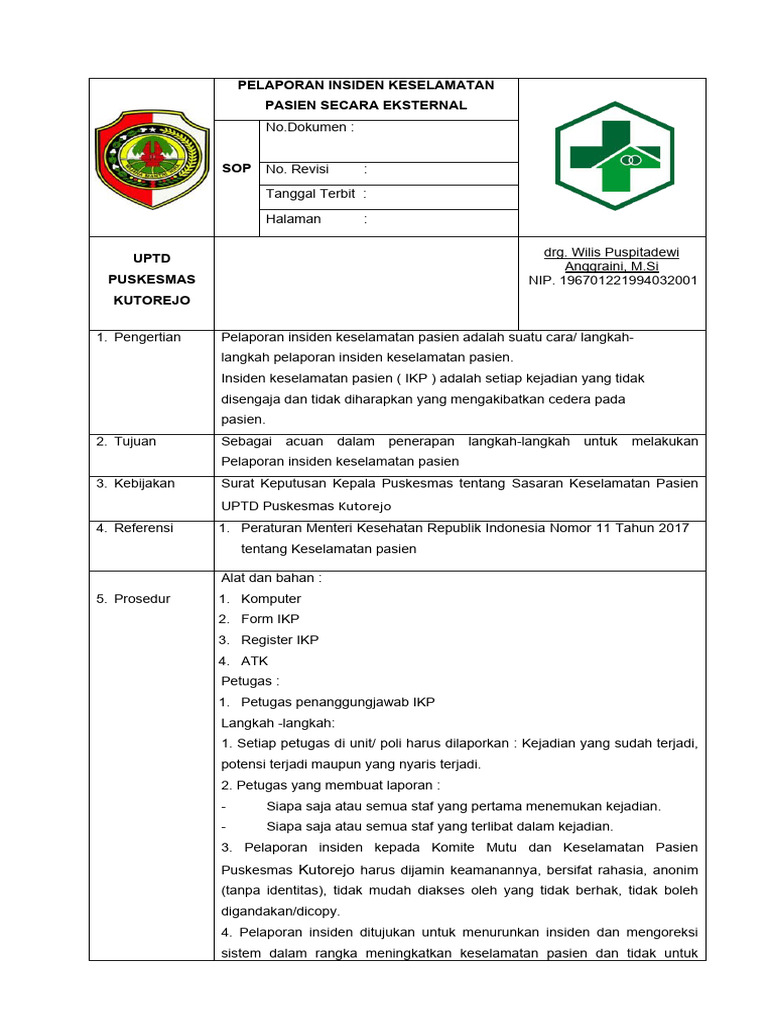 Sop Pelaporan Ikp Eksternal-2 | PDF