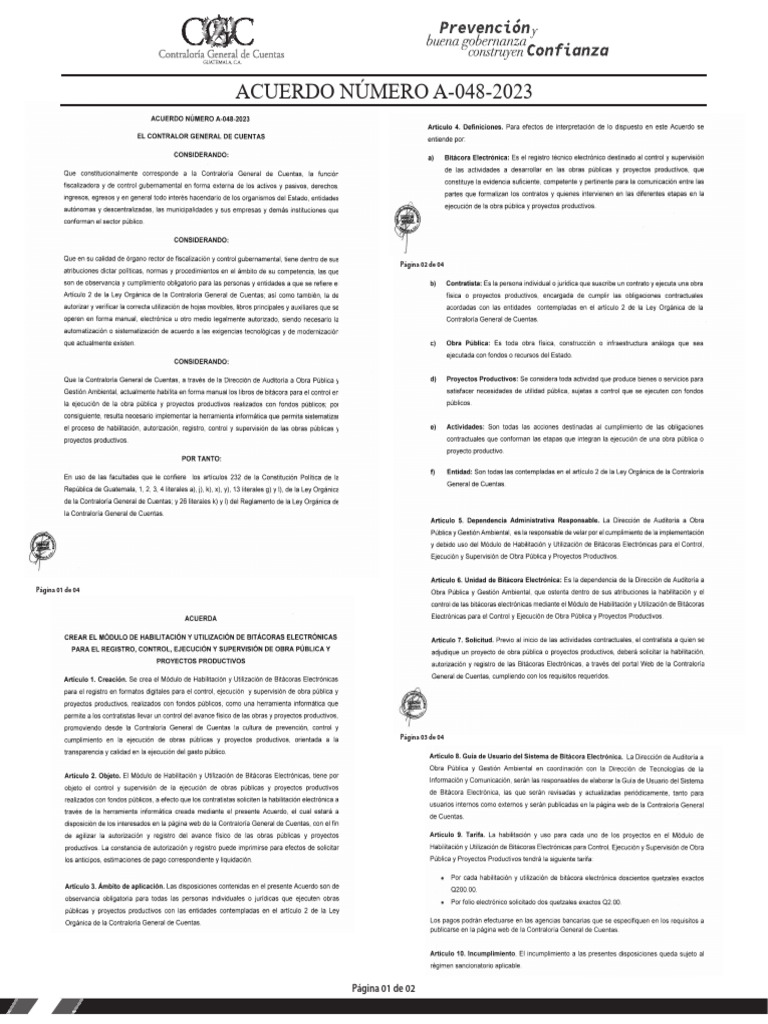 Acuerdo No. A-048-2023 CGC | PDF