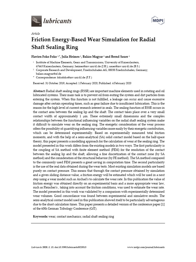 Friction Energy-Based Wear Simulation For Radial S | PDF