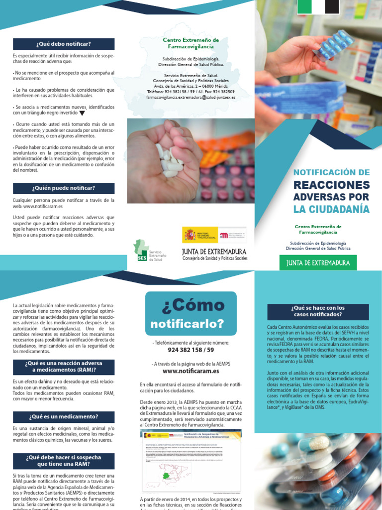 TRIPTICO FARMACOVIGILANCIA | PDF