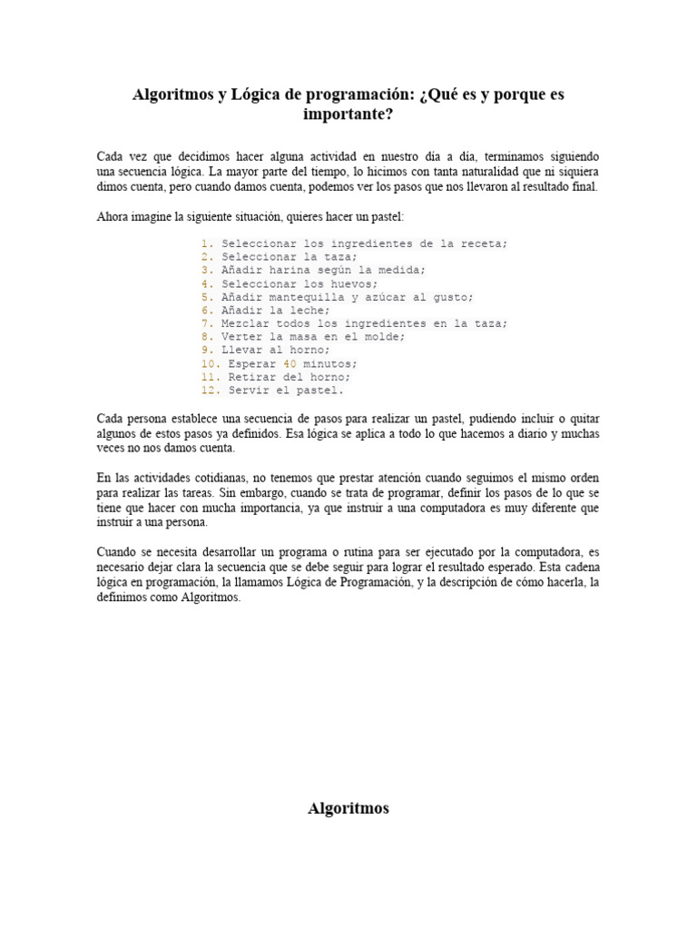 Algoritmos y Lógica de Programación Semana 7 | PDF | Algoritmos | Lenguaje de programación