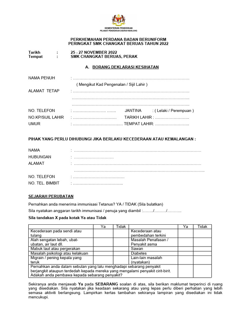 BORANG kesihatan | PDF