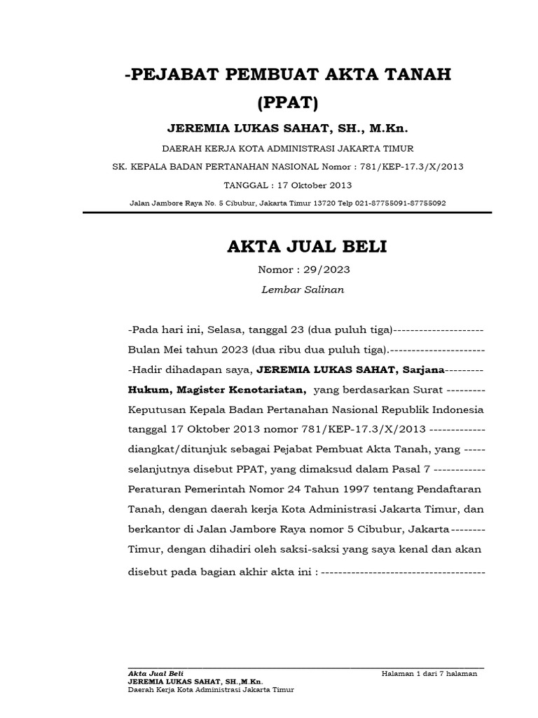 Kepala Akta Ppat | PDF