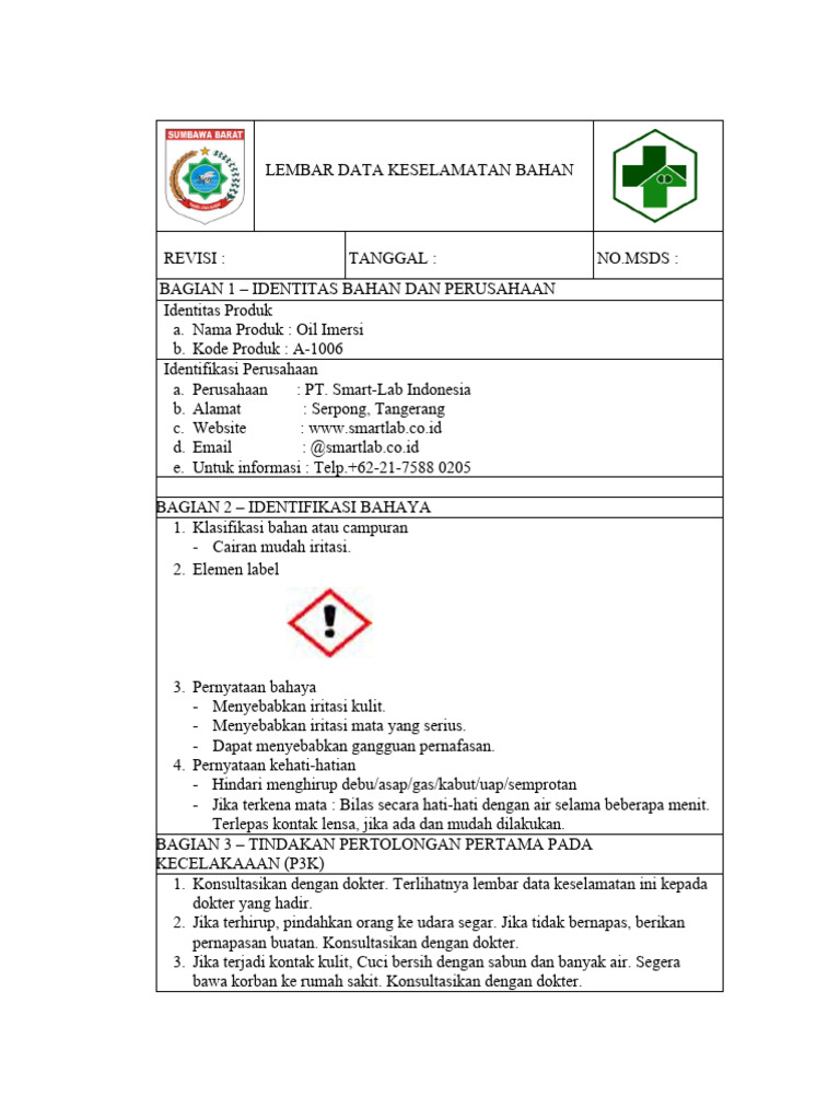 MSDS - Oil Imersi | PDF