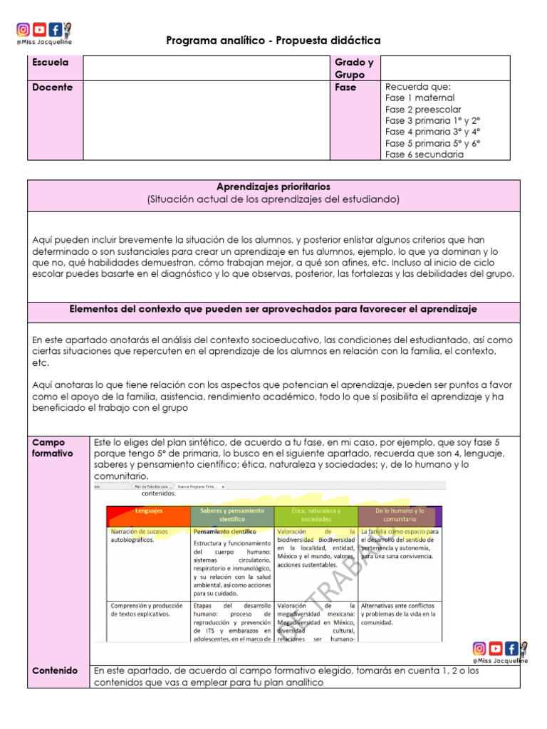 Propuesta Didactica Plan Analítico | PDF