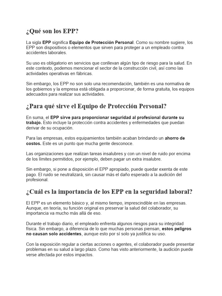 Qué son los EPP | PDF | Seguridad y salud ocupacional | Business