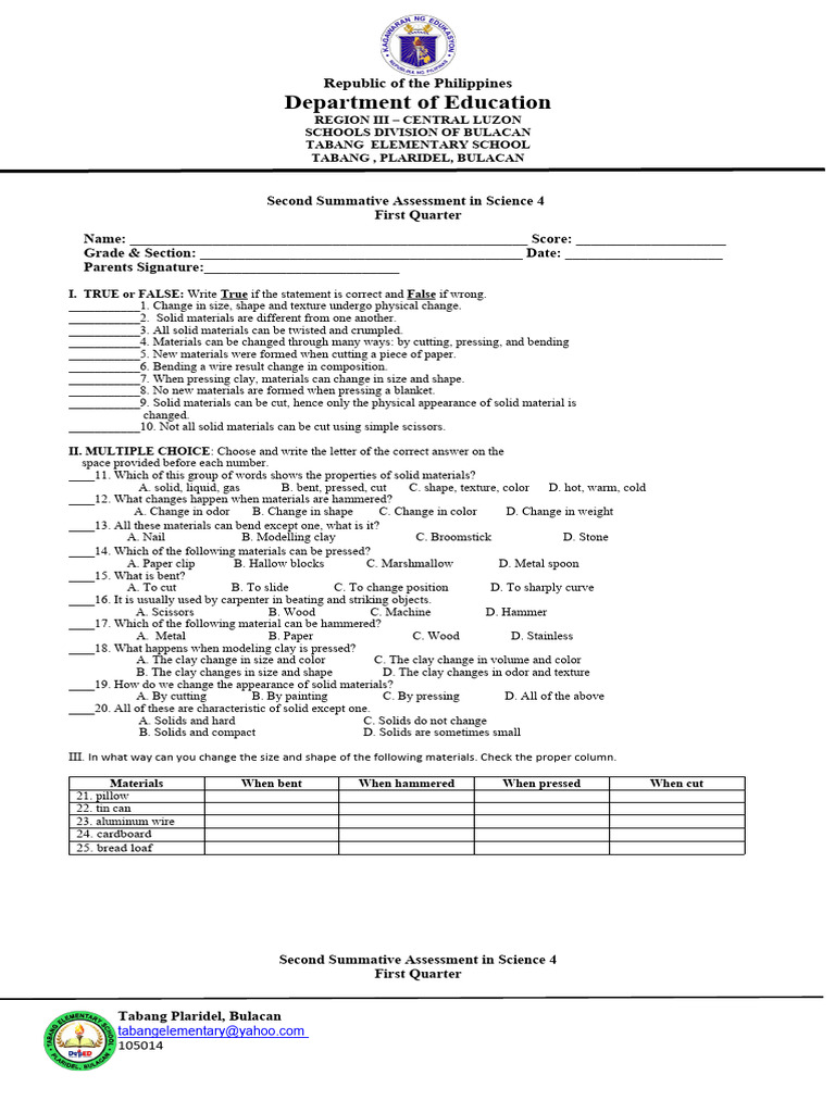 SECOND-SUMMATIVE-TEST-WITH-TOST-AND-PERFORMANCE-TASK-WITH-RUBRICS-1ST ...