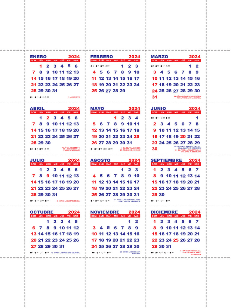 Calendario 2024 Paraguay para Imprimir | PDF | Conflictos | América del Sur