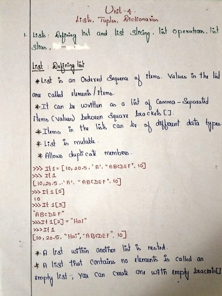 List, Defining, Slicing, Operations and Slices | PDF