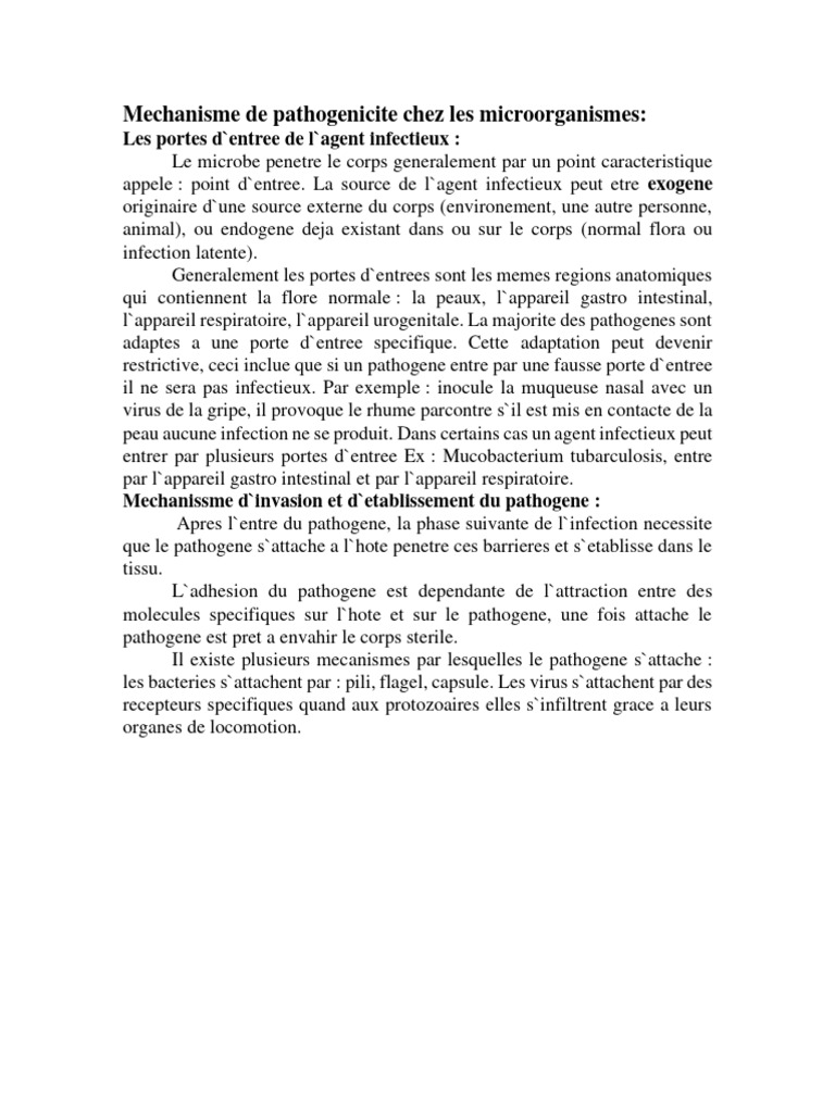 4 - Mecanisme de Pathogénicité Chez Les Microorganismes | PDF