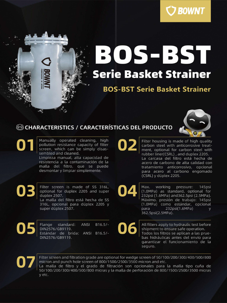 BOWNT BOS-BST Serie Basket Strainer | PDF