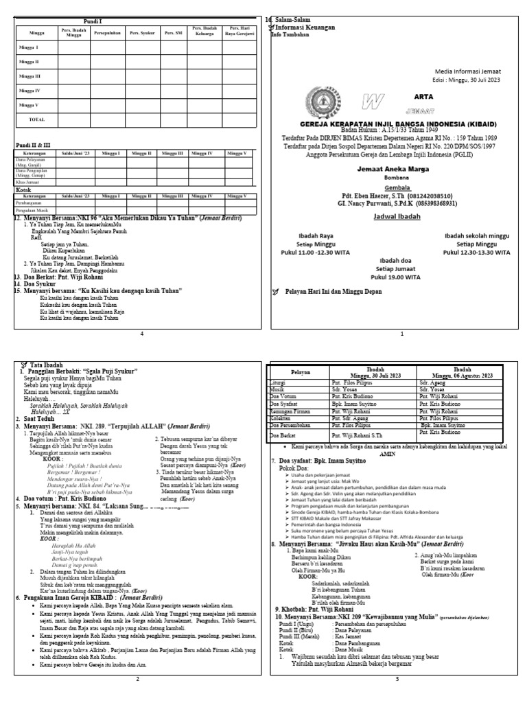 Buletin Ibadah Minggu | PDF
