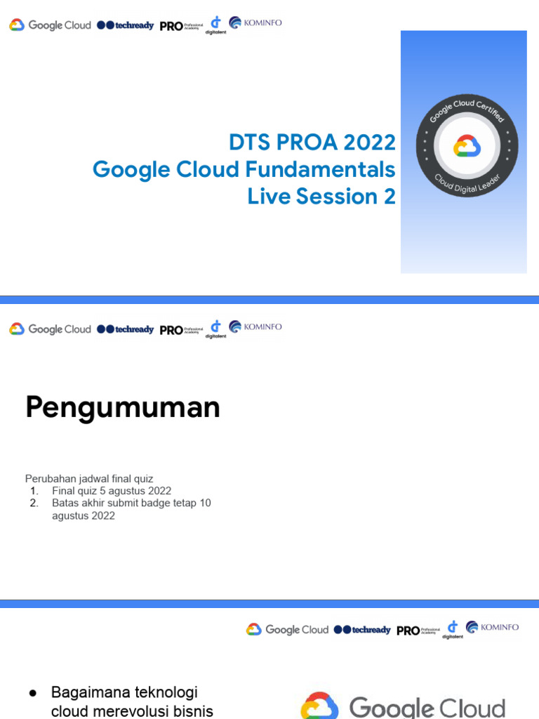 DTSPROA CDL3 Topic 1 - Intro To Digital Transformation With Google Cloud | PDF