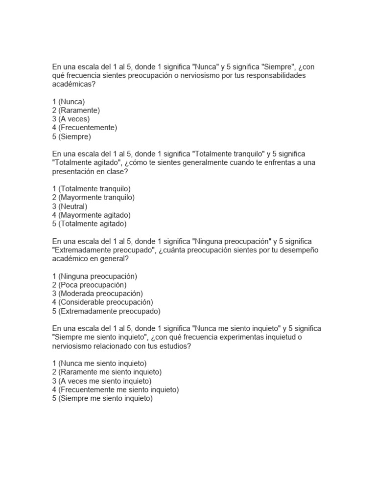 En Una Escala Del 1 Al 5 | PDF