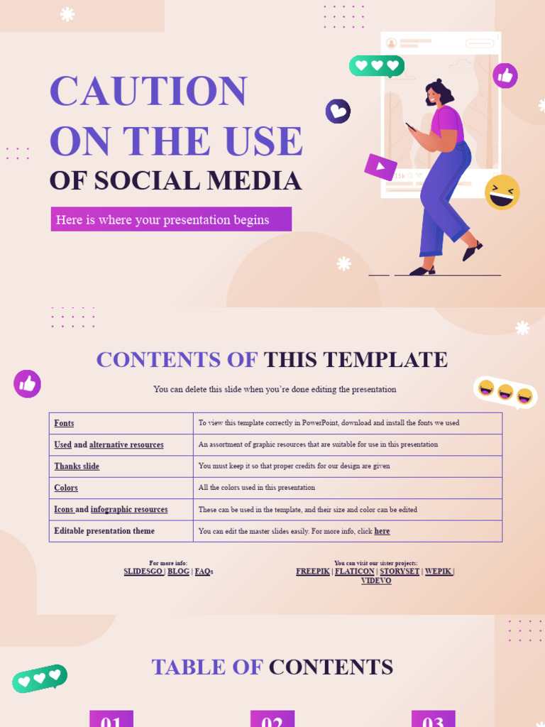 Caution On The Use of Social Media by Slidesgo | PDF