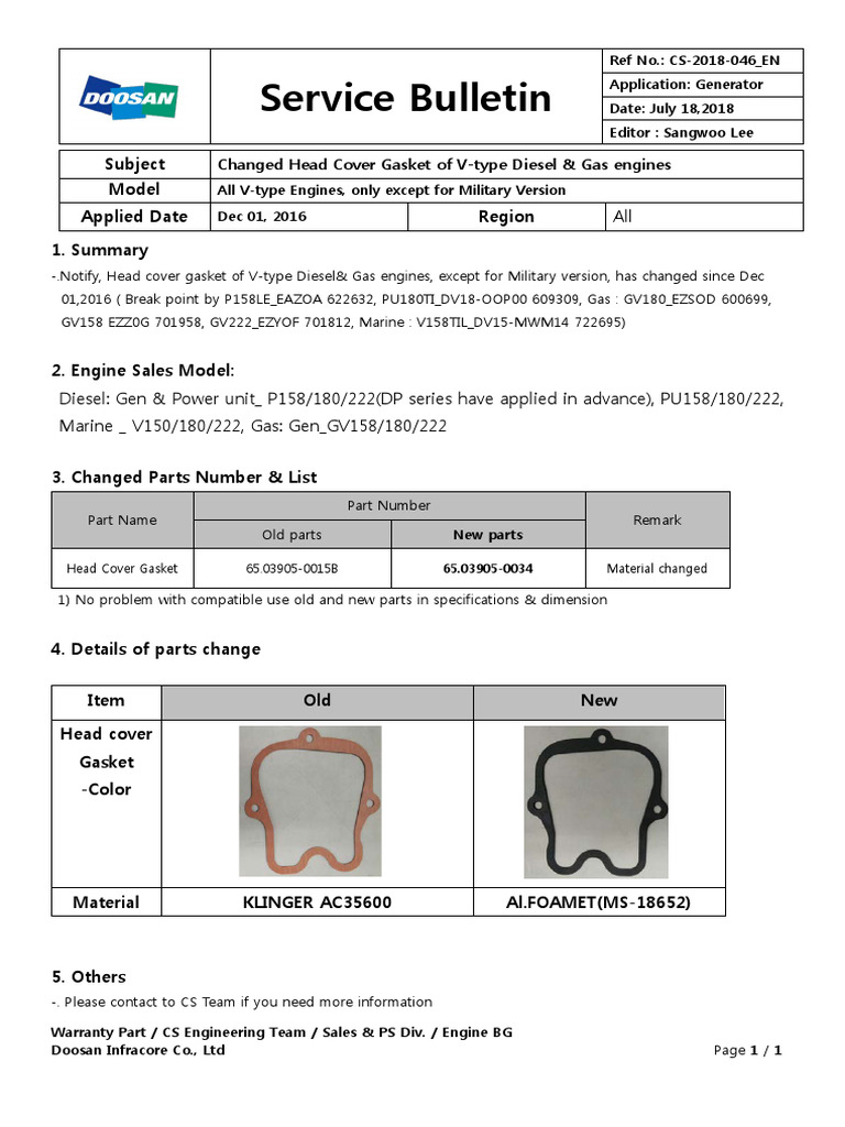 CS-2018-046-EN (Change Head Cover Gasket of V-Type Diesel & Gas Engines ...