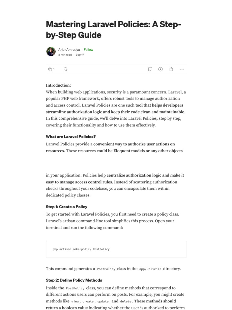 Mastering Laravel Policies - Medium | PDF | Business
