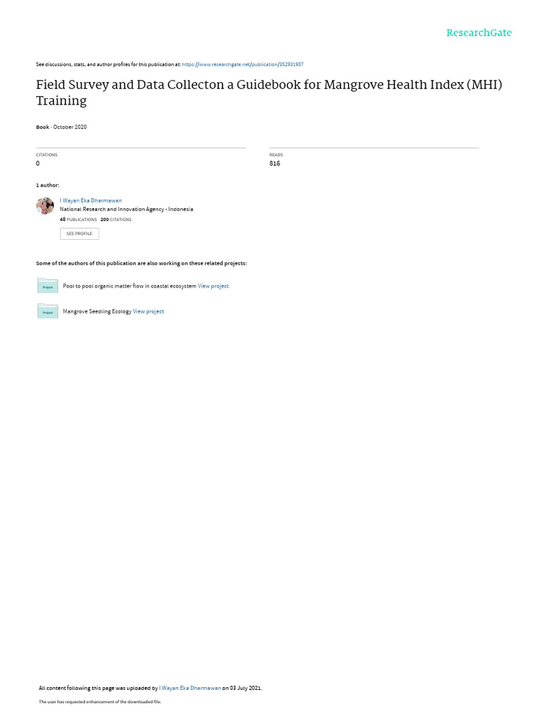 Field Survey and Data Collecton A Guidebook For Mangrove Health Index ...