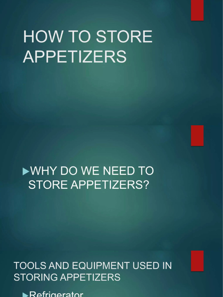 How To Store Appetizers | PDF