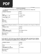 Momentum Worksheet with Answers | PDF | Momentum | Mass