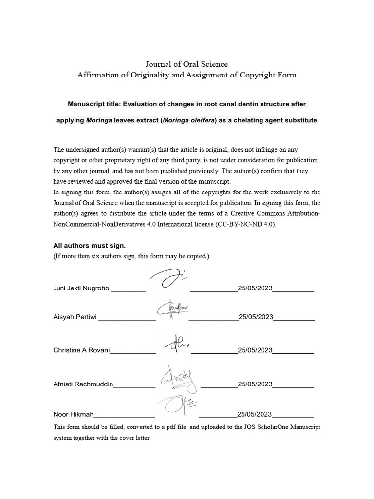 Affirmation of Originality and Assignment of Copyright Form | PDF