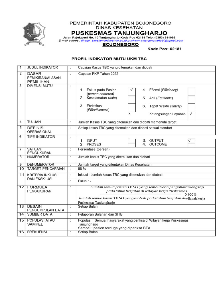 Indikator Mutu TBC 2023 | PDF