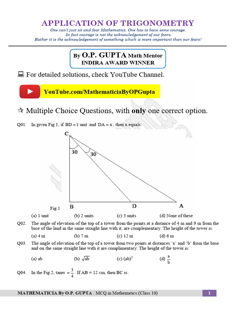 9 Applications of Trigonometry | PDF | Multiple Choice | Science