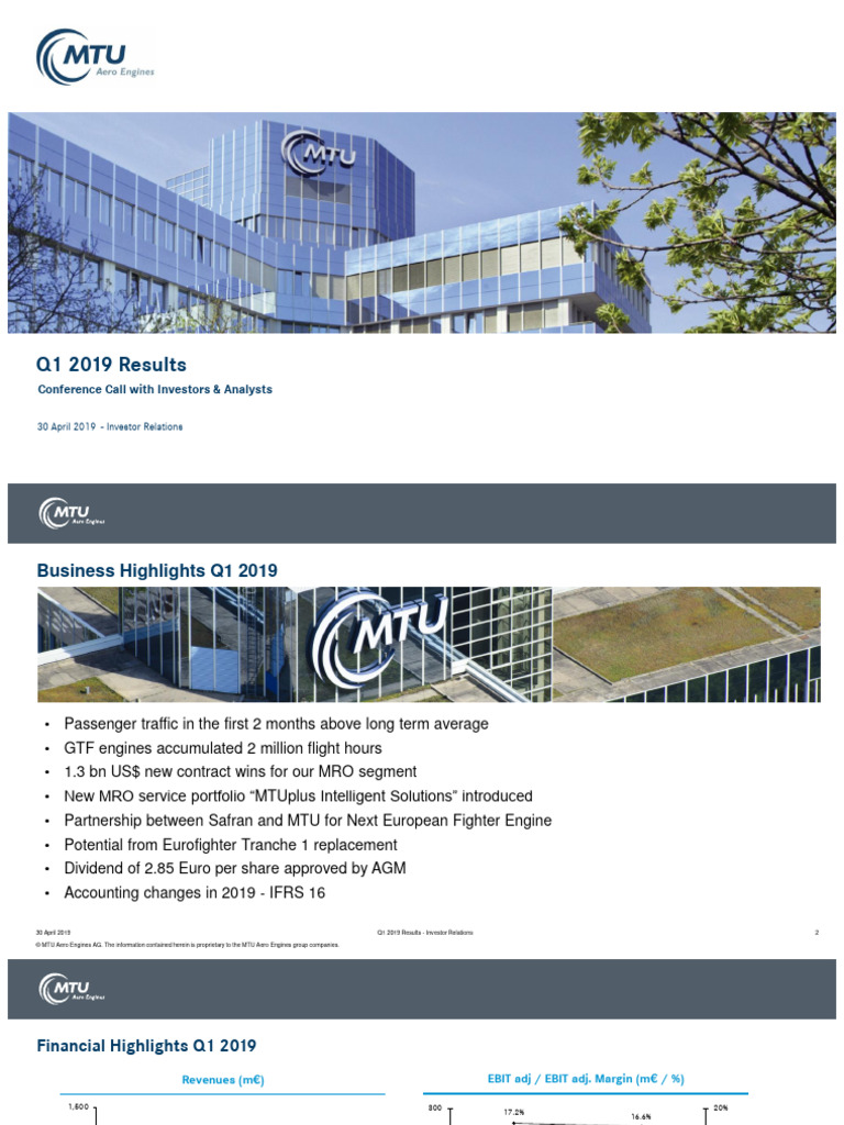 2019 Q1 Presentation MTU Aero Engines Internet | PDF
