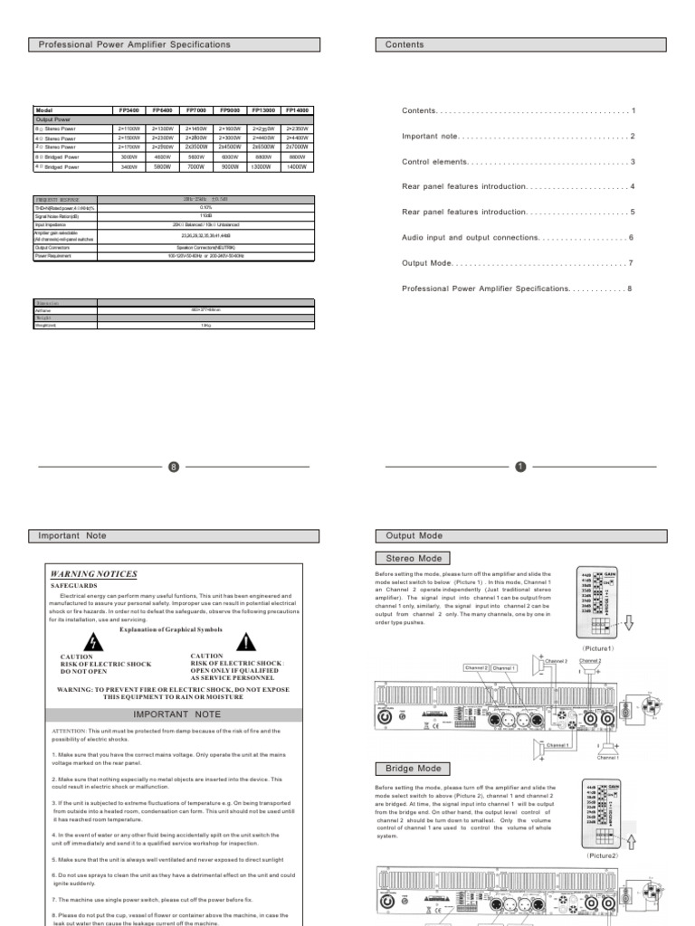 FP3400 FP7000 FP9000 FP13000 FP14000 Amps User Manual | PDF