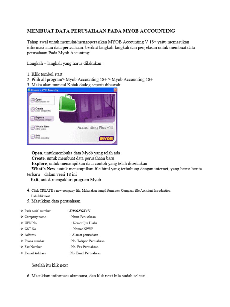 Membuat Data Perusahaan Pada Myob Accounting | PDF