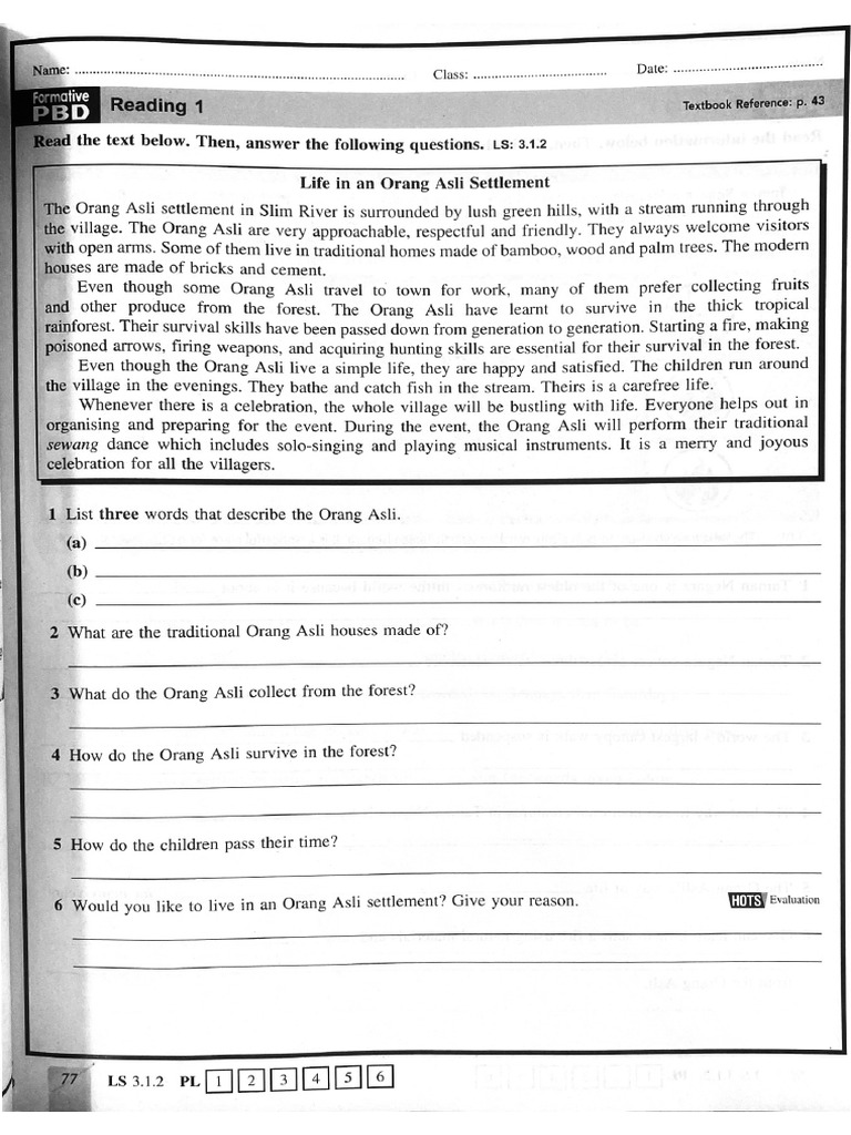 Reading Form 1 | PDF