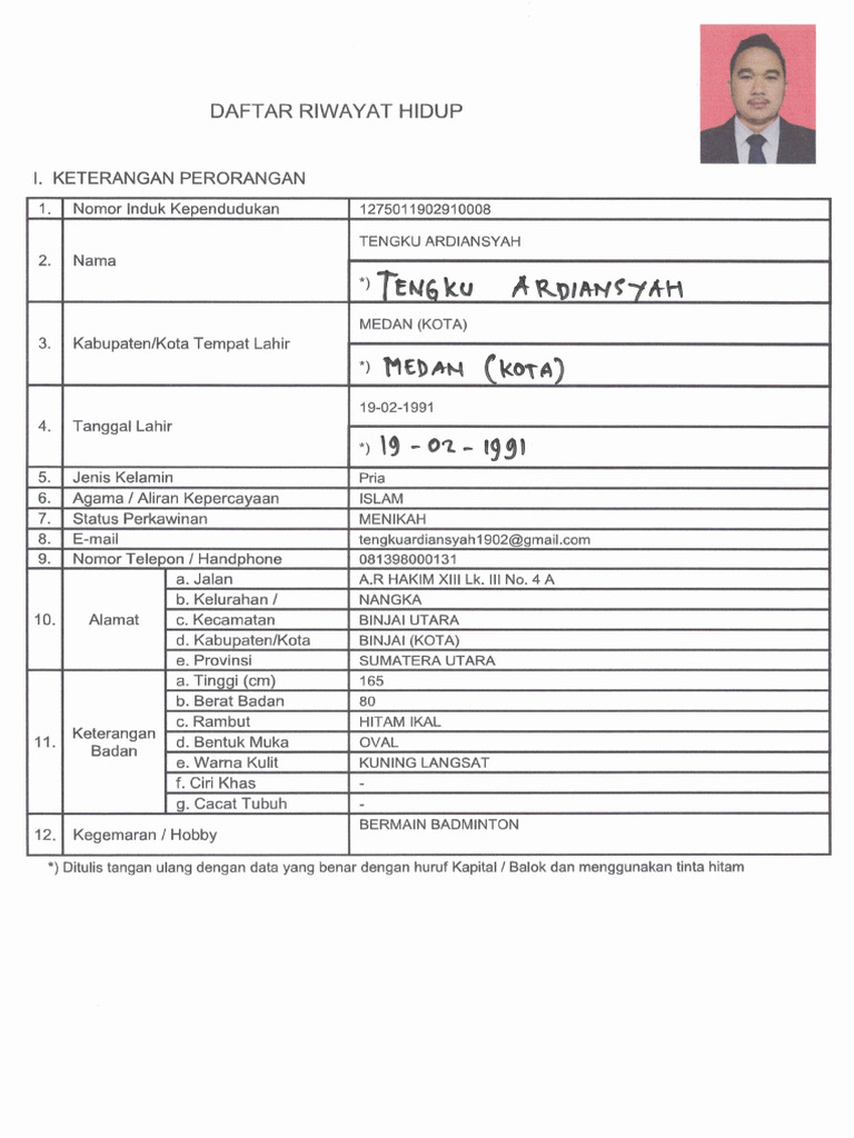 DRH Perorangan Ori | PDF